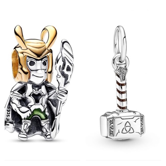 Pandora | Jewelry | Loki And Thors Hammer Marvel Avengers Charm Set ...